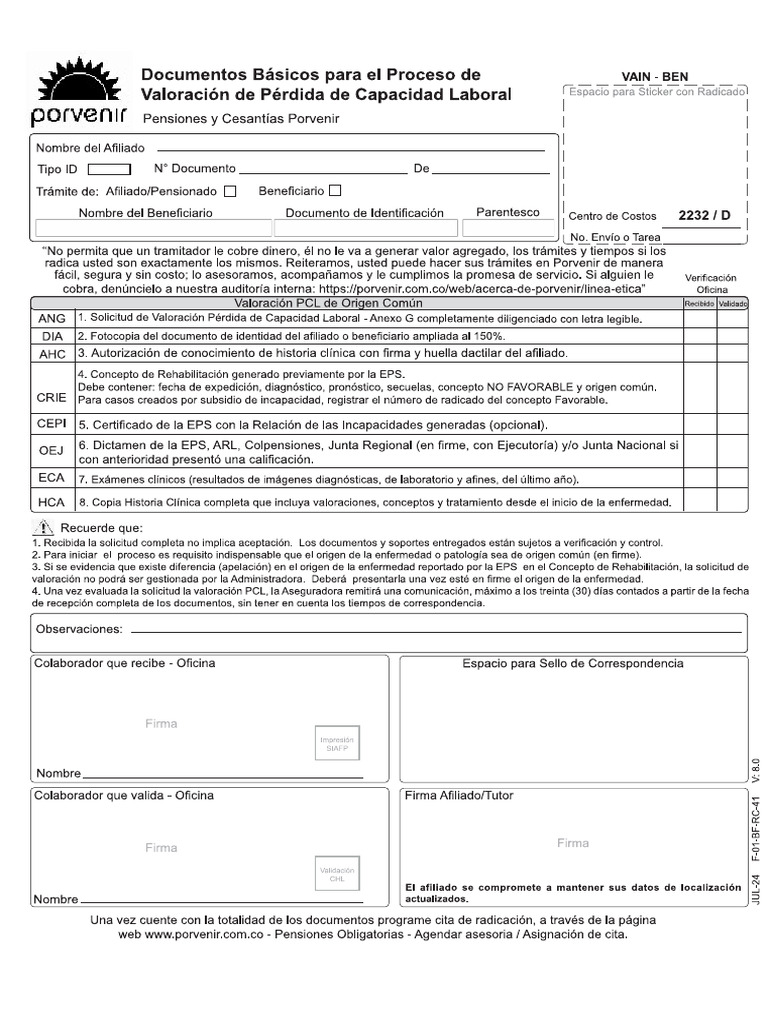 Documentos Basicos Valoracion Invalidez | PDF