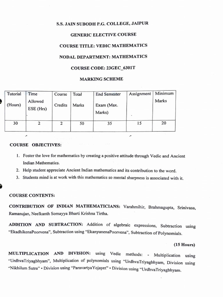 Vedic Mathematics | PDF | Mathematics | Vedas