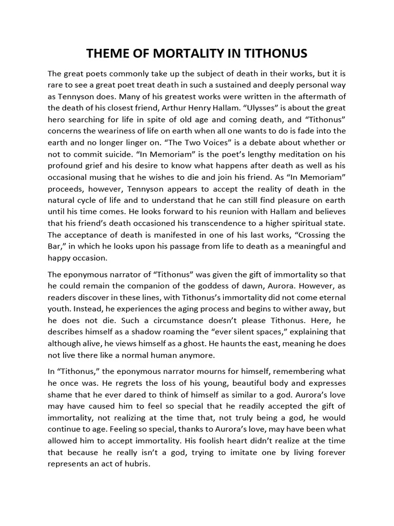 Theme of Mortality in Tithonus | PDF | Poetry