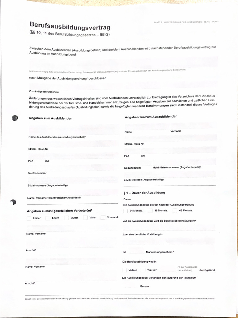 02 Ausbildungsvertrag | PDF
