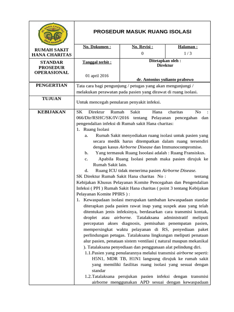 Spo Masuk Ruang Isolasi | PDF | Sains & Matematika