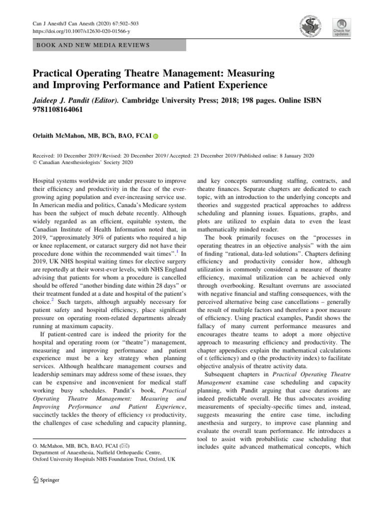 Practical Operating Theatre Management: Measuring and Improving ...