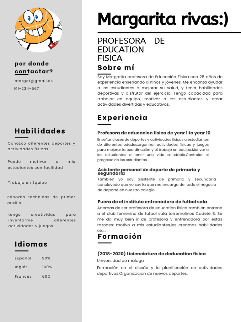 Currículum Vitae CV Minimalista Sencillo Clásico Gris | PDF