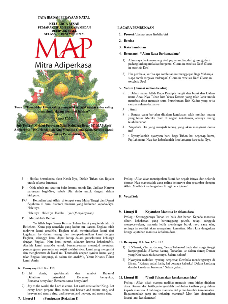 Ibadah Natal PT MAP Adiperkasa 2023 | PDF