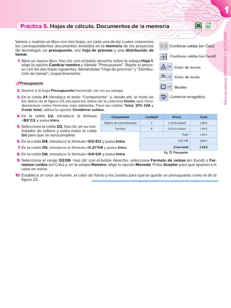 Práctica 3. Hojas de Cálculo. Documentos de La Memoria | PDF