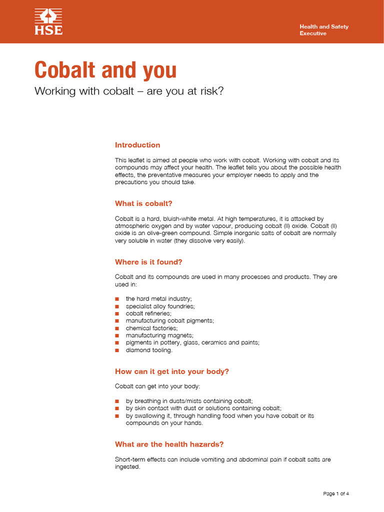 Cobalt Exposure 1726866299 | PDF | Cobalt | Occupational Safety And Health
