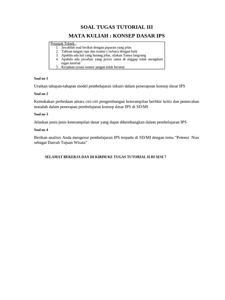 Soal Tugas Tutorial Iii | PDF