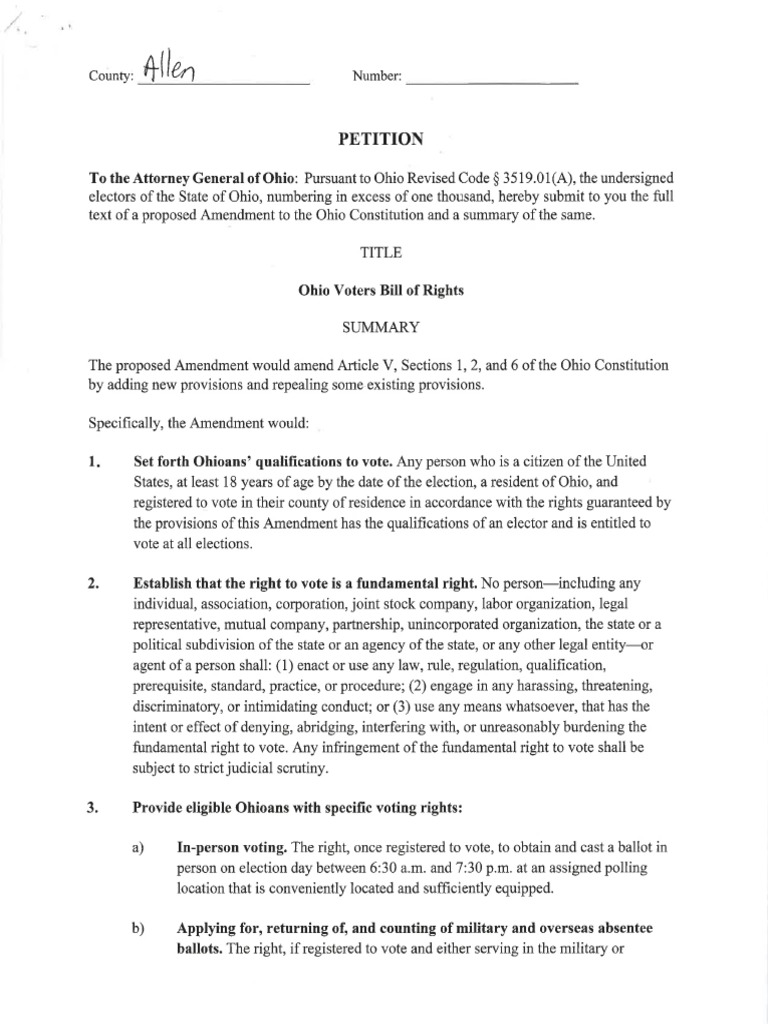 Ohio Voter Bill of Rights | PDF