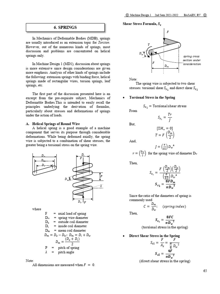 MD1 06 Springs May2022 | PDF | Stress (Mechanics) | Physical Sciences