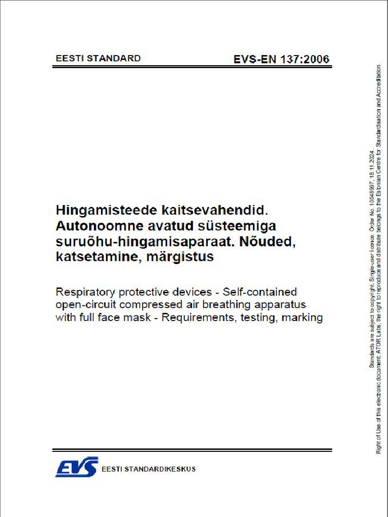 EN137 (2006) Respiratory Protective Devices - Self-Contained Open ...