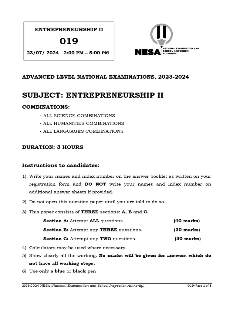 2024 Entrepreneurship II ALL Combination | PDF | Debits And Credits ...