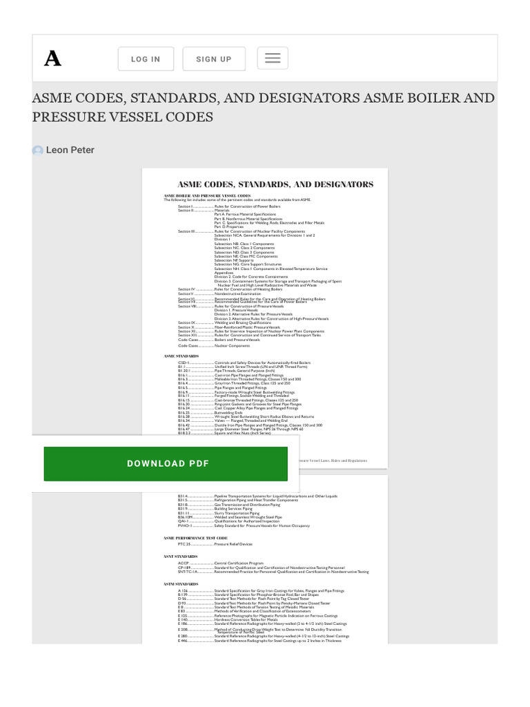 (PDF) ASME CODES, STANDARDS, AND DESIGNATORS ASME BOILER AND PRESSURE ...