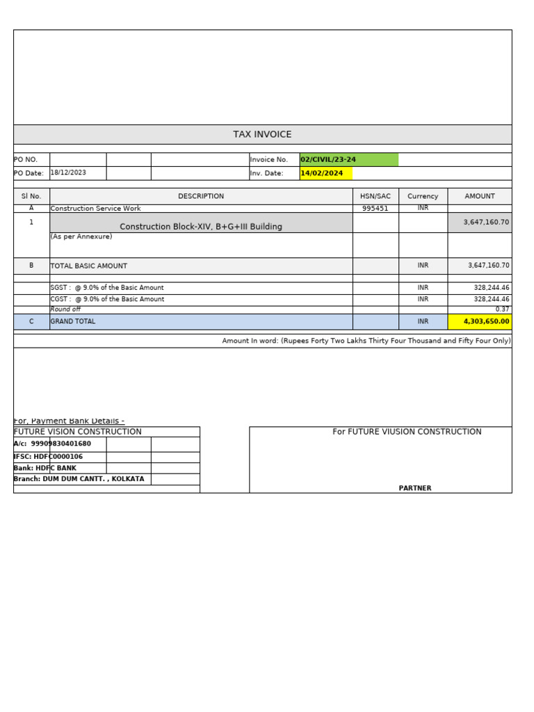 INVOICE BILL of Brainware Barasat | PDF | Structural Engineering ...