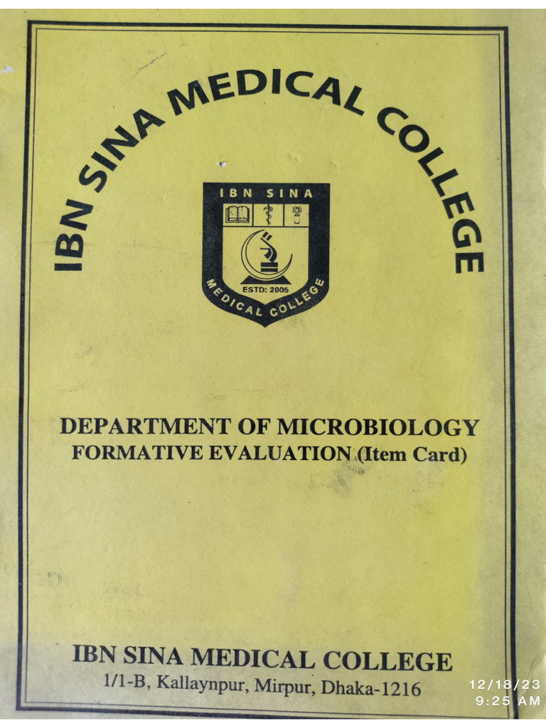 Microbiology Item Card | PDF