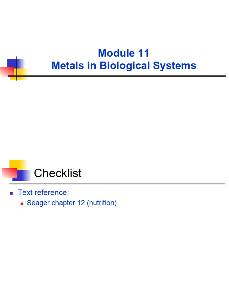 Module - 11 - Metals - in - Systems 2023 | PDF | Lead | Vitamin
