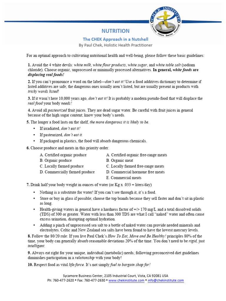 Education Nutrition - CHEK Approach 2011 | PDF | Meat | Water