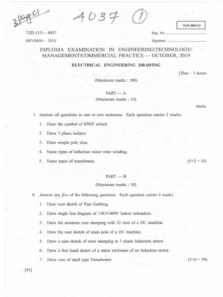 4037 Electrical Engineering Drawing - Q | PDF