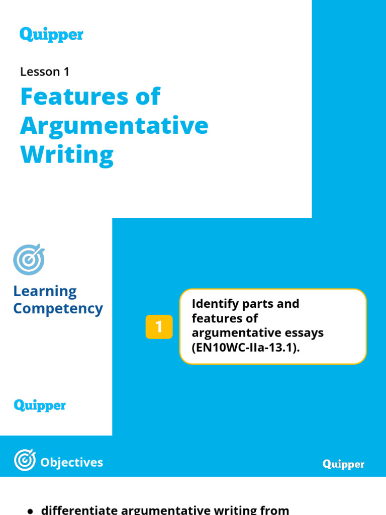 English 10_Unit 13_Lesson 1_Features of Argumentative Writing | PDF ...