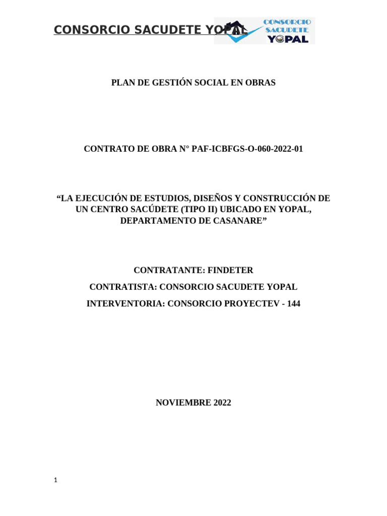 Plan de Gestión Social Sacudete Yopal | PDF | Administración Pública
