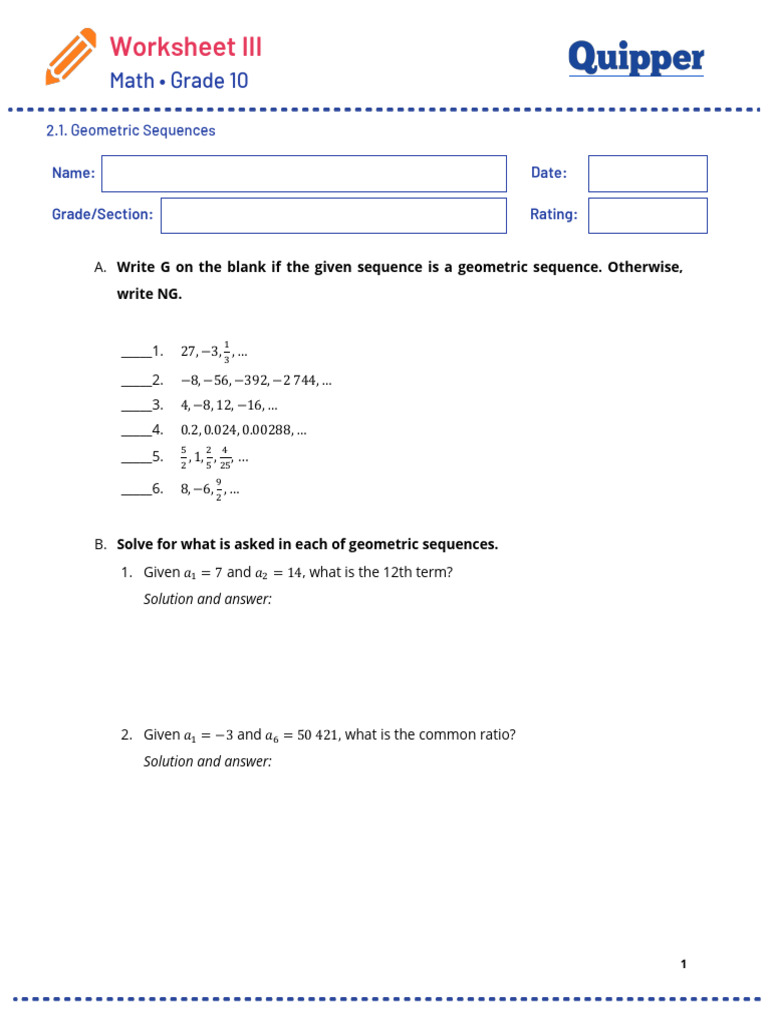 ME Math 10 Q1 0201 WS3-1 | PDF