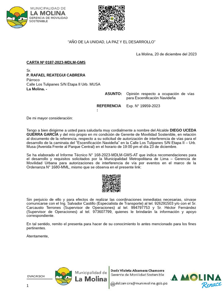 Carta #0187-2023-MDLM-GMS | PDF