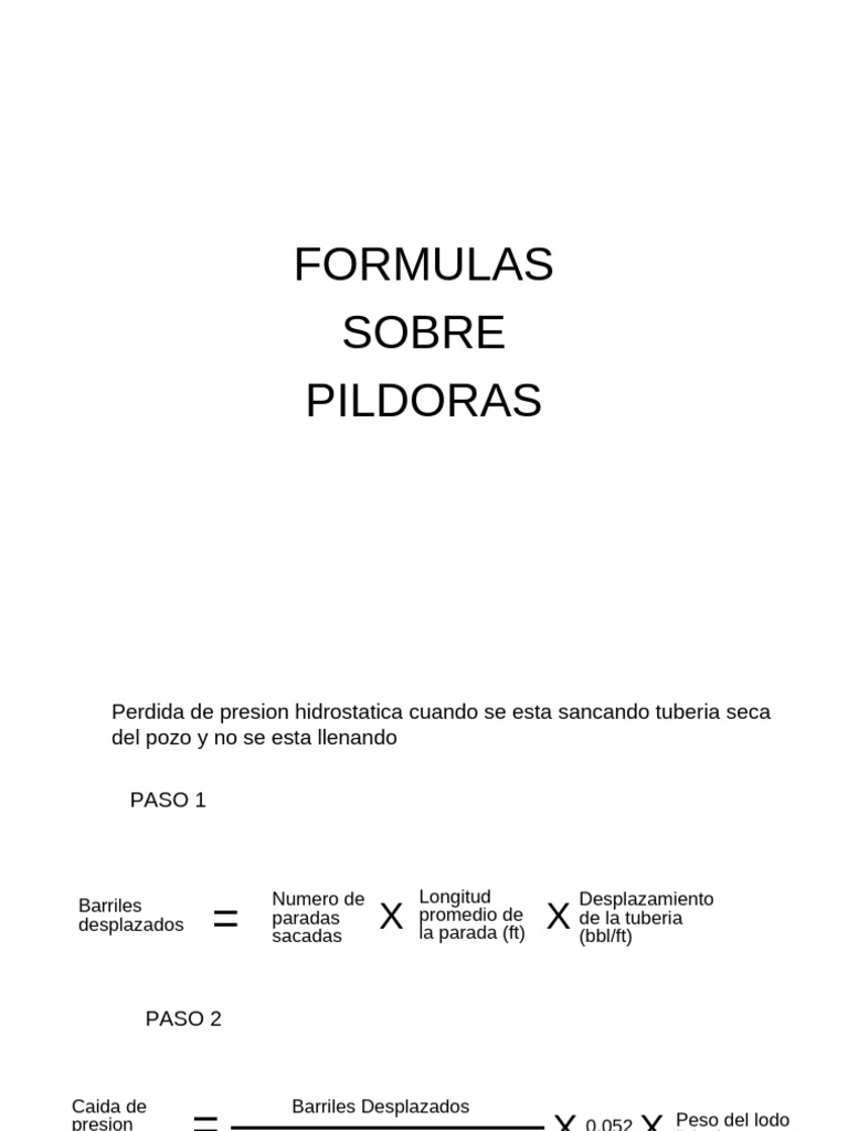 Formulas Sobre Pildoras | PDF | Ingeniero civil | Ingeniería Química
