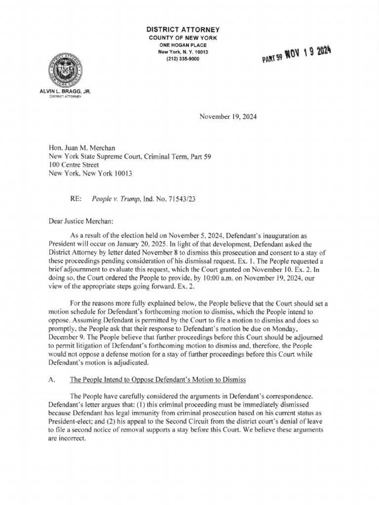 Letter To Merchan Nov 19 | PDF | Presidents Of The United States ...