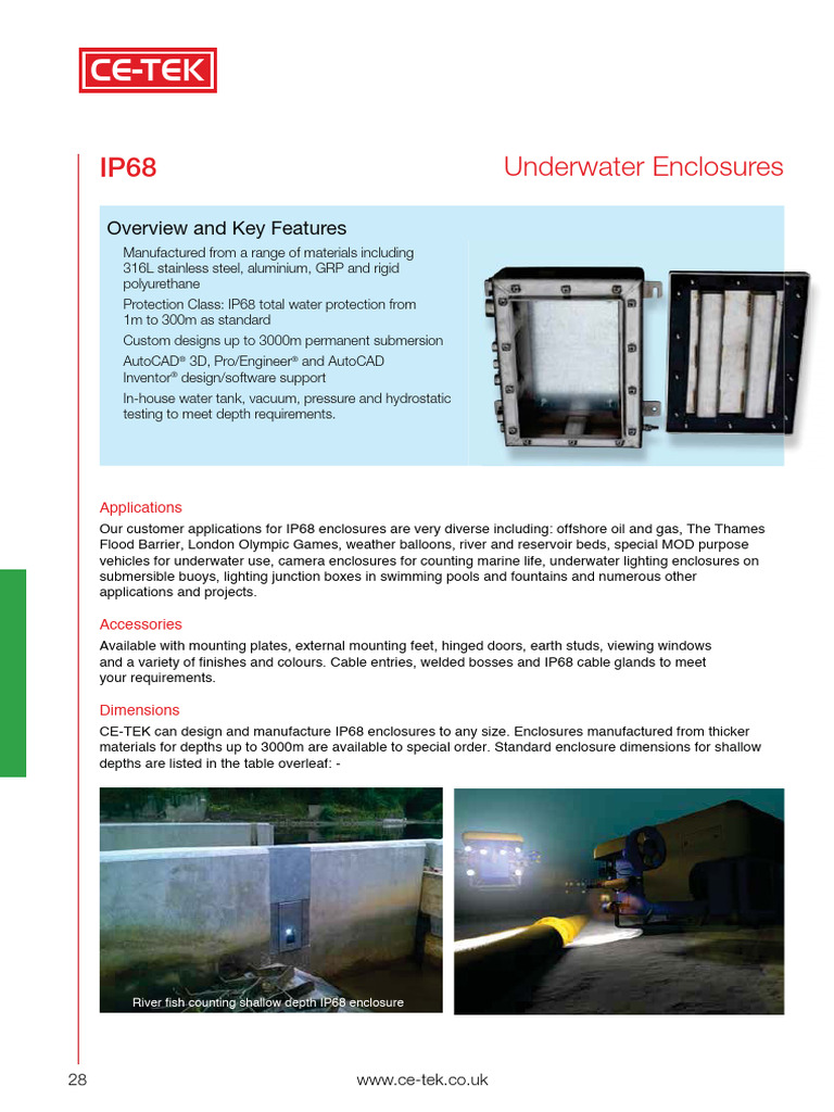 IP68 Ce-Tek Underwater Enclosures | PDF | Technology & Engineering