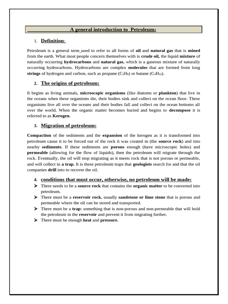 6 A general introduction to Petroleum | PDF | Petroleum | Petroleum Reservoir