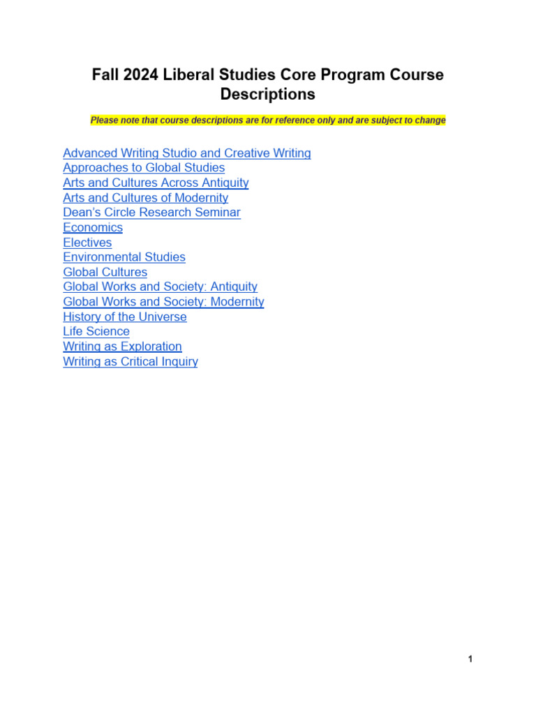 Fall 2024 Core Program Course Descriptions | PDF | Macroeconomics ...