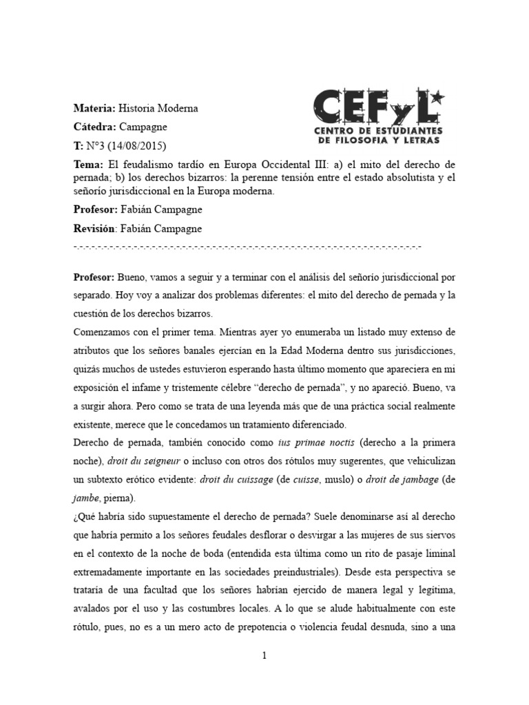 Mito del Derecho de Pernada en Feudalismo | PDF | El matrimonio de ...