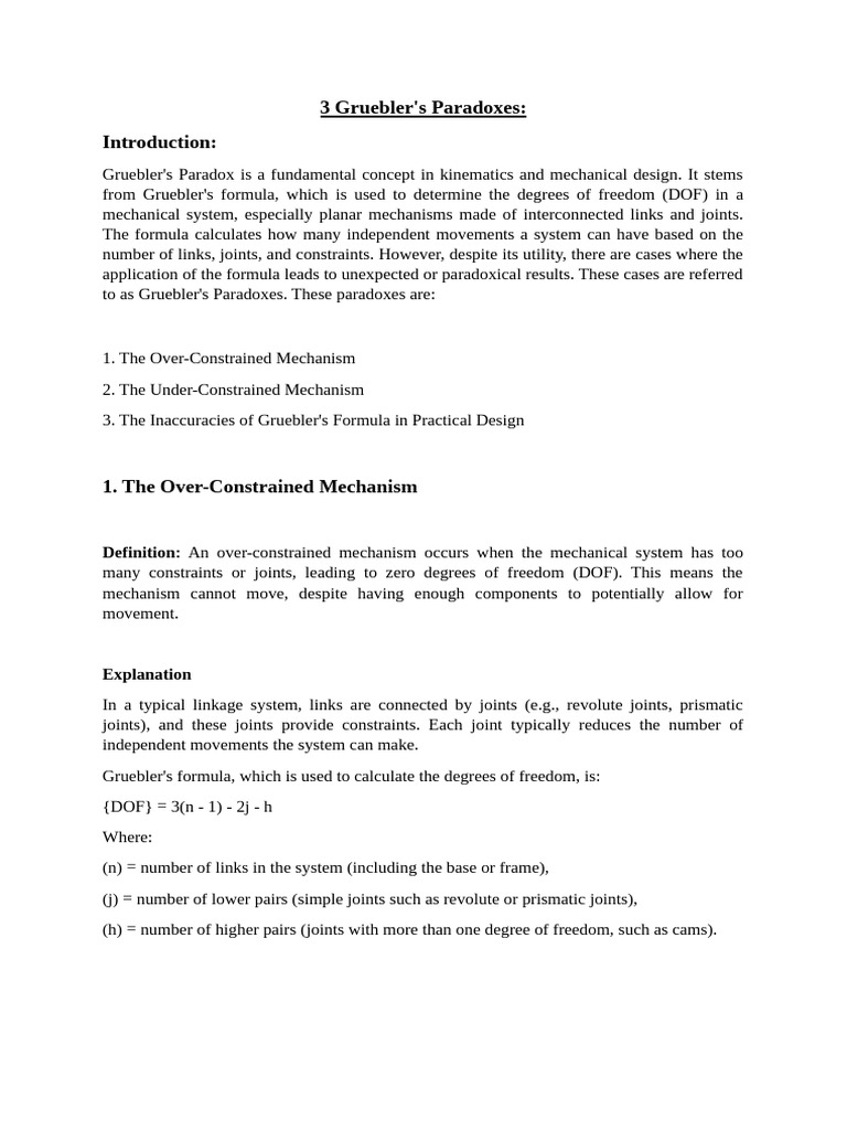 Gruebler's Paradoxes in Mechanisms | PDF | Classical Mechanics ...