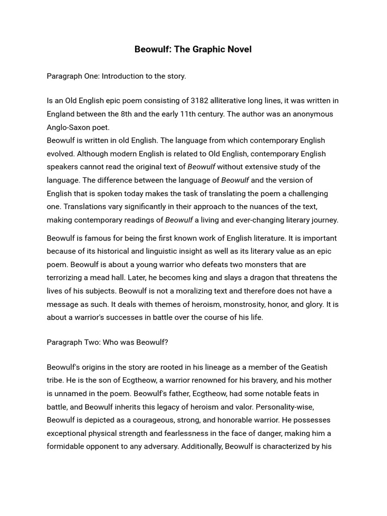 Beowulf - The Graphic Novel | PDF | Beowulf | English Heroic Legends