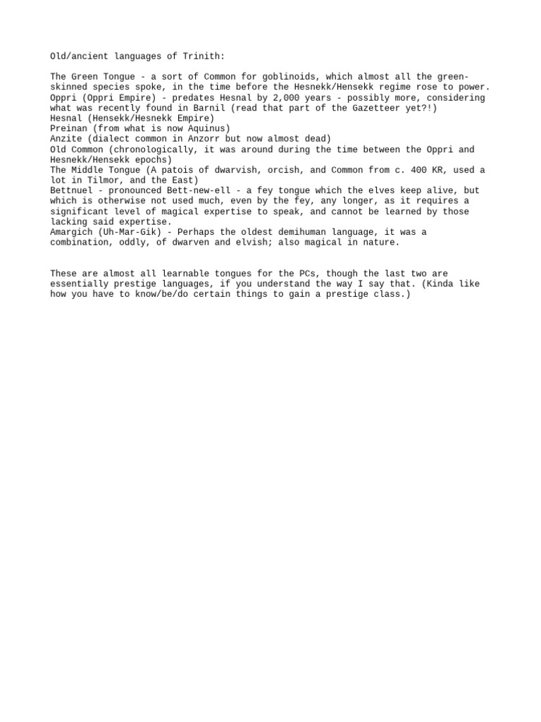 Old and Ancient Languages of Trinith | PDF | Classics