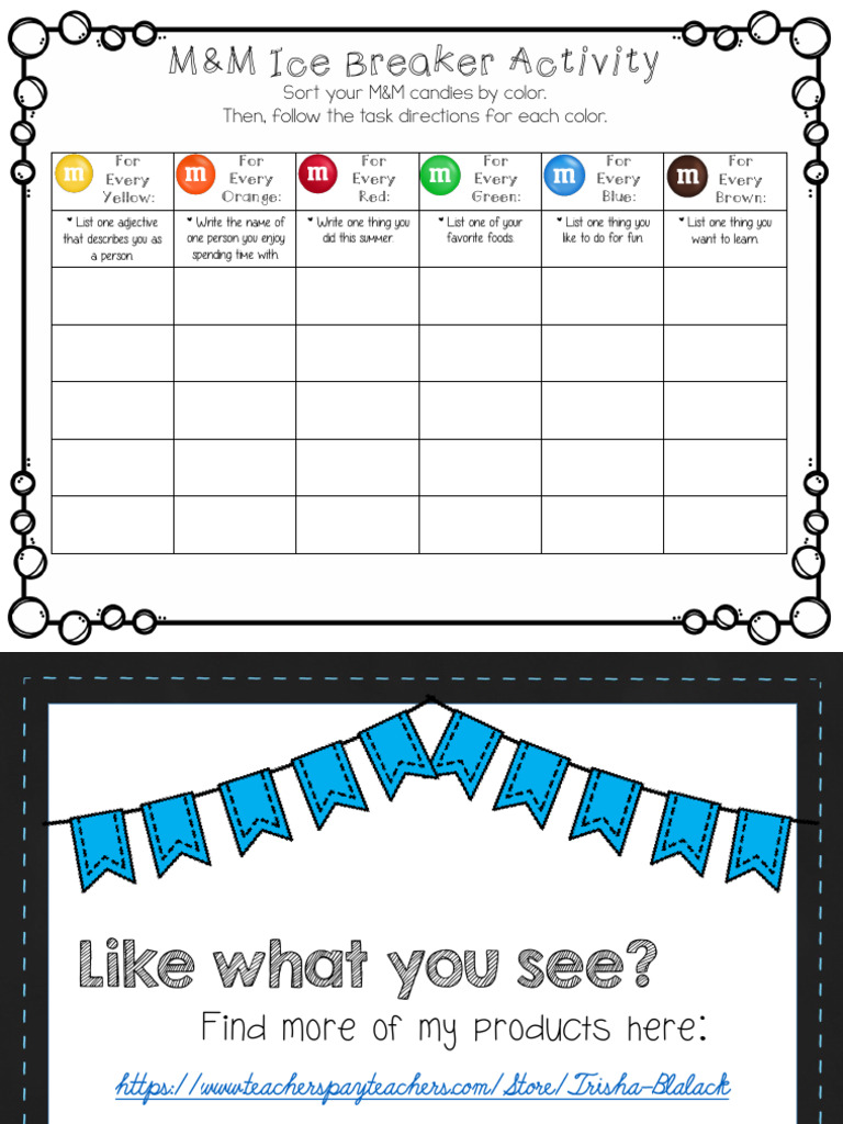 M&M Ice Breaker Activity: Sort Your M&M Candies by Color. Then, Follow ...