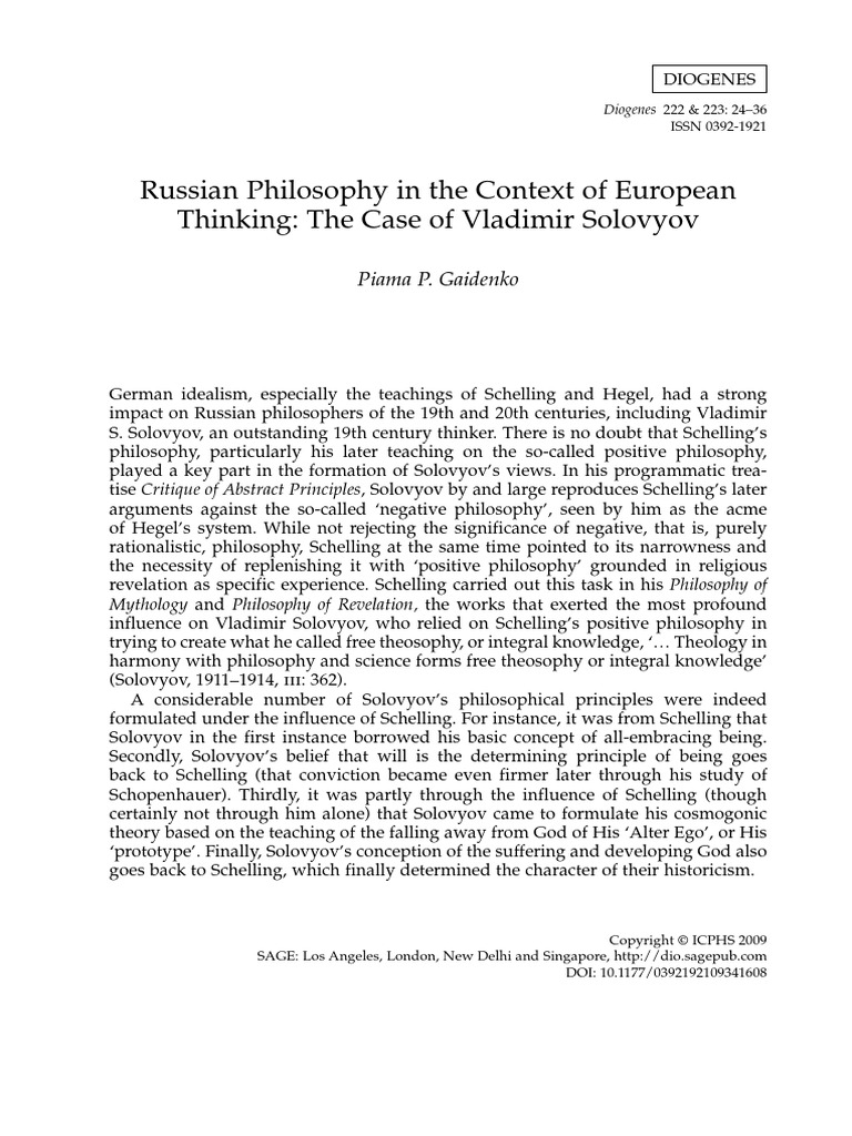 Gaidenko - Russian Philosophy in The Context of European Thinking. The ...