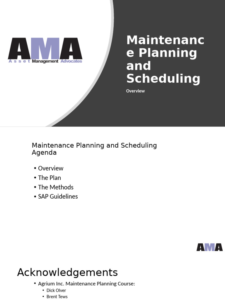 Maintenance Planning and Scheduling Overview | PDF