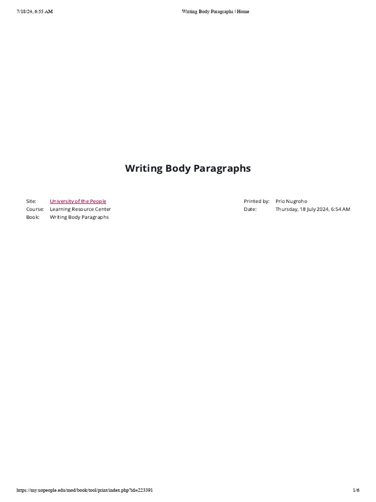 Writing Body Paragraphs - Home | PDF | Employment | Paragraph