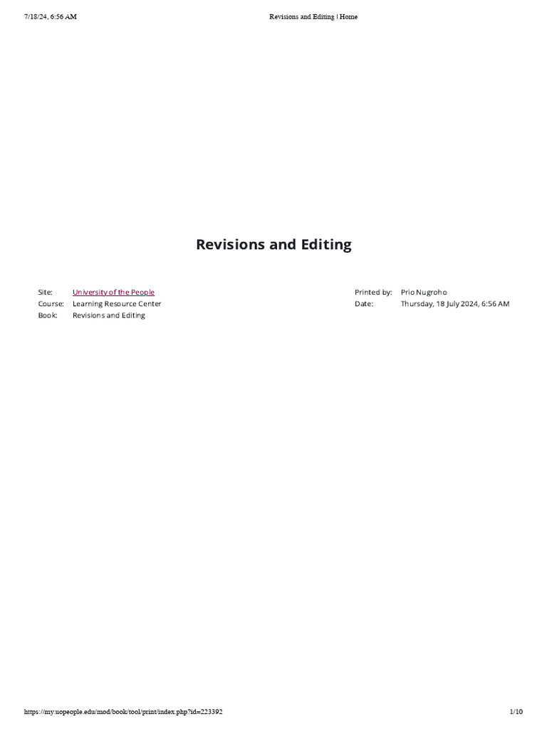 Revisions and Editing - Home | PDF | Essays | Comma