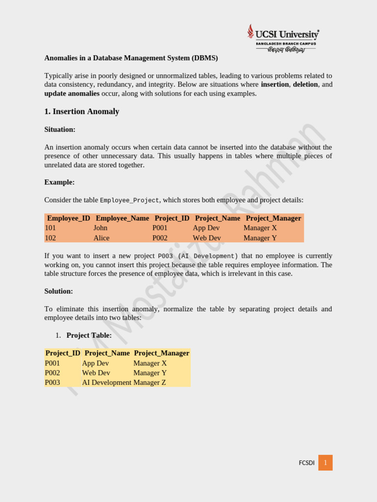 Anomalies in DBMS | PDF | Databases | Information Science