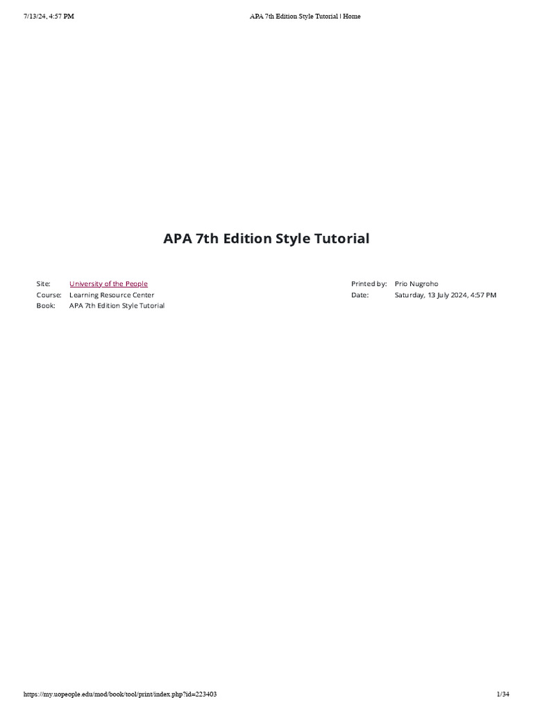 APA 7th Edition Style Tutorial _ Home | PDF | Apa Style | Citation