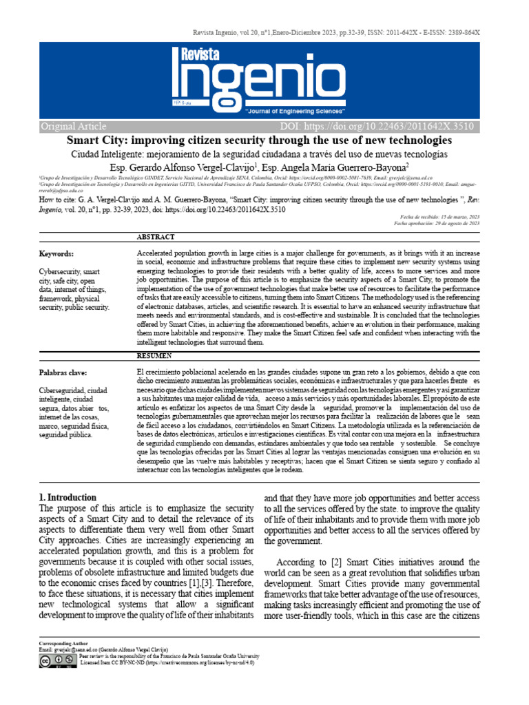 Smart City Improving Citizen Security Through The Use of New ...