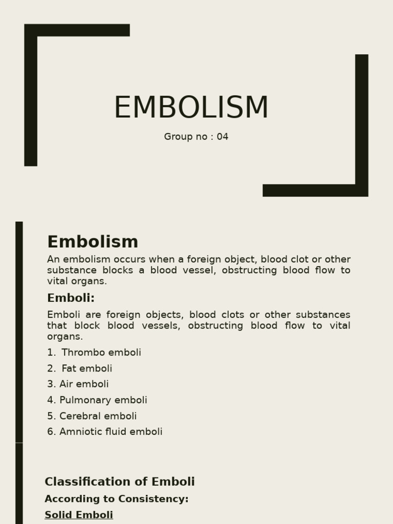 Understanding Types of Embolism | PDF | Embolism | Thrombosis