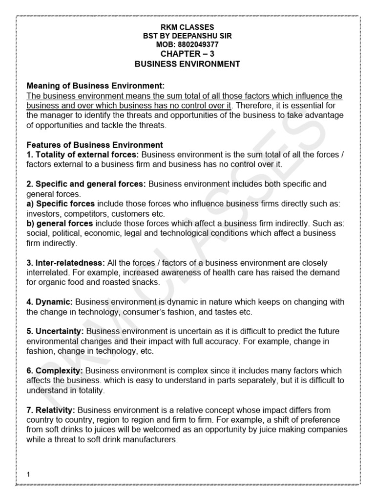 Chapter 3 Business Environment Class 12 | PDF | Legal Tender | Economics