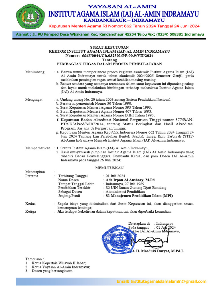 SK Dosen Ade Irpan 2024 | PDF