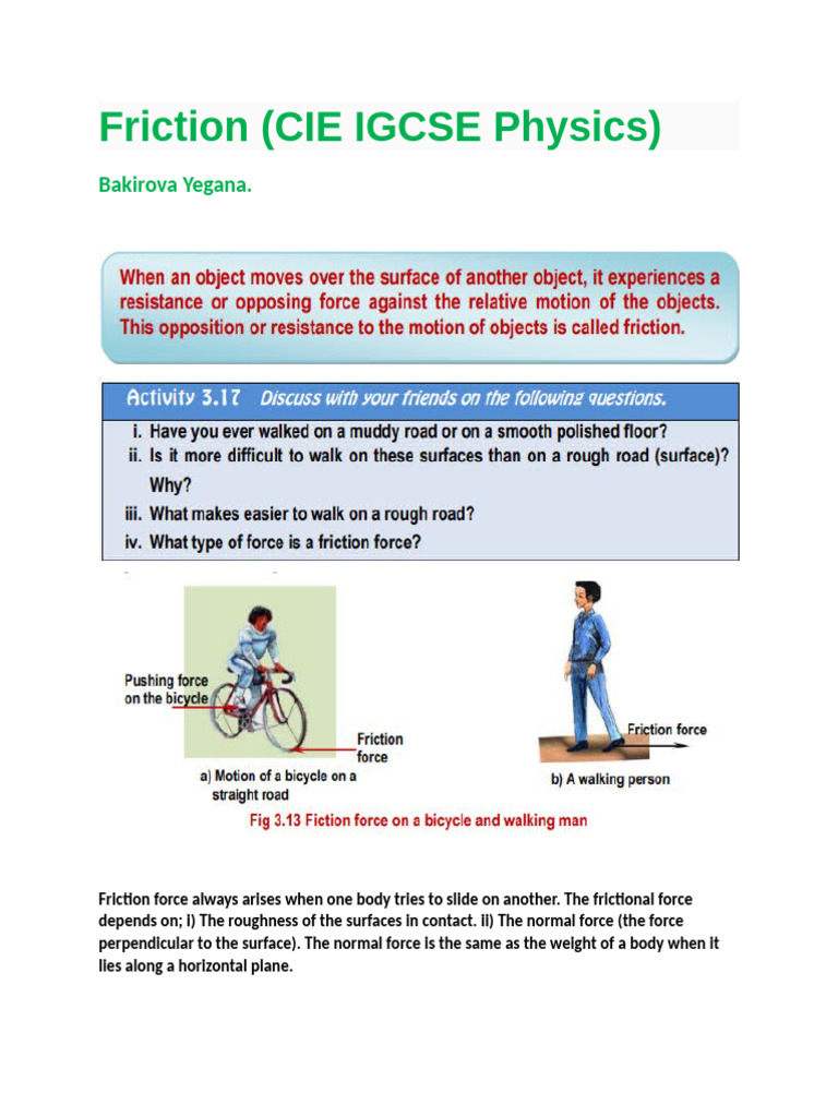 Friction IGCSE | PDF | Friction | Force