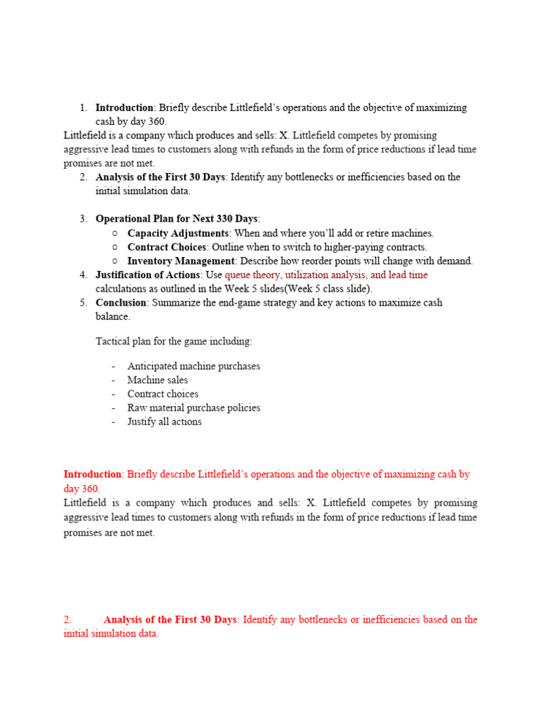 Operations - Littlefield Report | PDF | Inventory