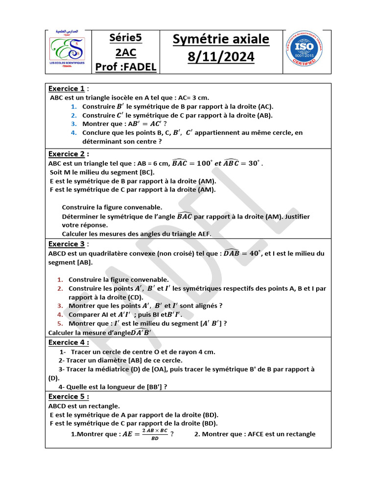 2AC 2023série Symétrie | PDF