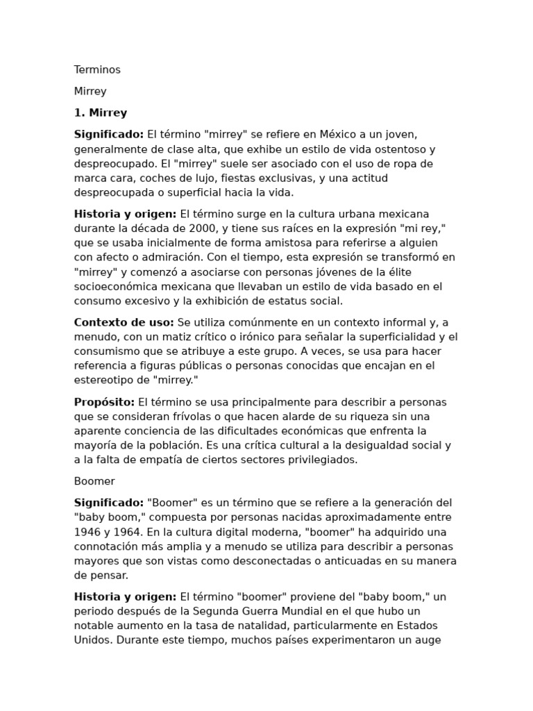 Mirrey vs Boomer: Términos Culturales | PDF | México | Psicología Social