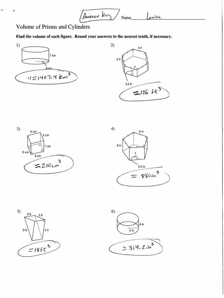 Volumes Worksheet Packet (Answers) | PDF